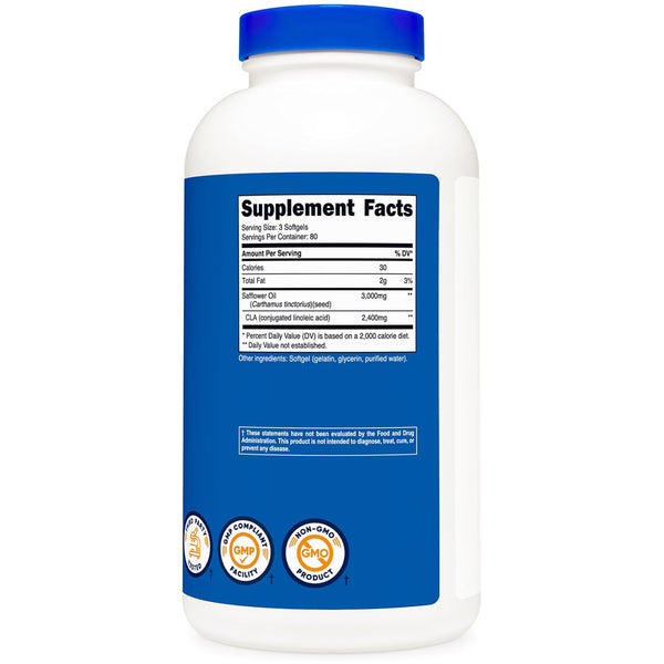 Nutricost CLA (Conjugated Linoleic Acid) 2,400mg, 240 Softgels - Glute ...